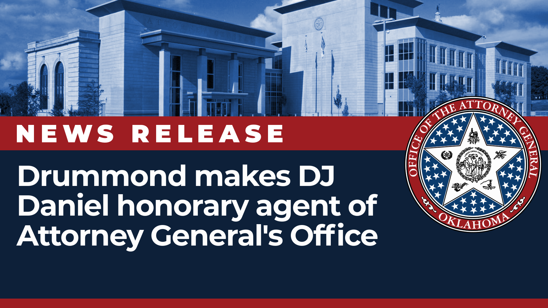 Drummond makes DJ Daniel honorary agent of Attorney General's Office