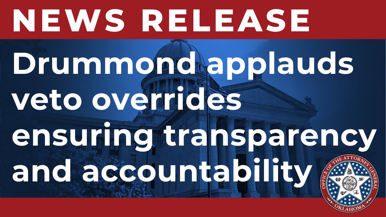 Drummond applauds veto overrides ensuring transparency, accountability ...