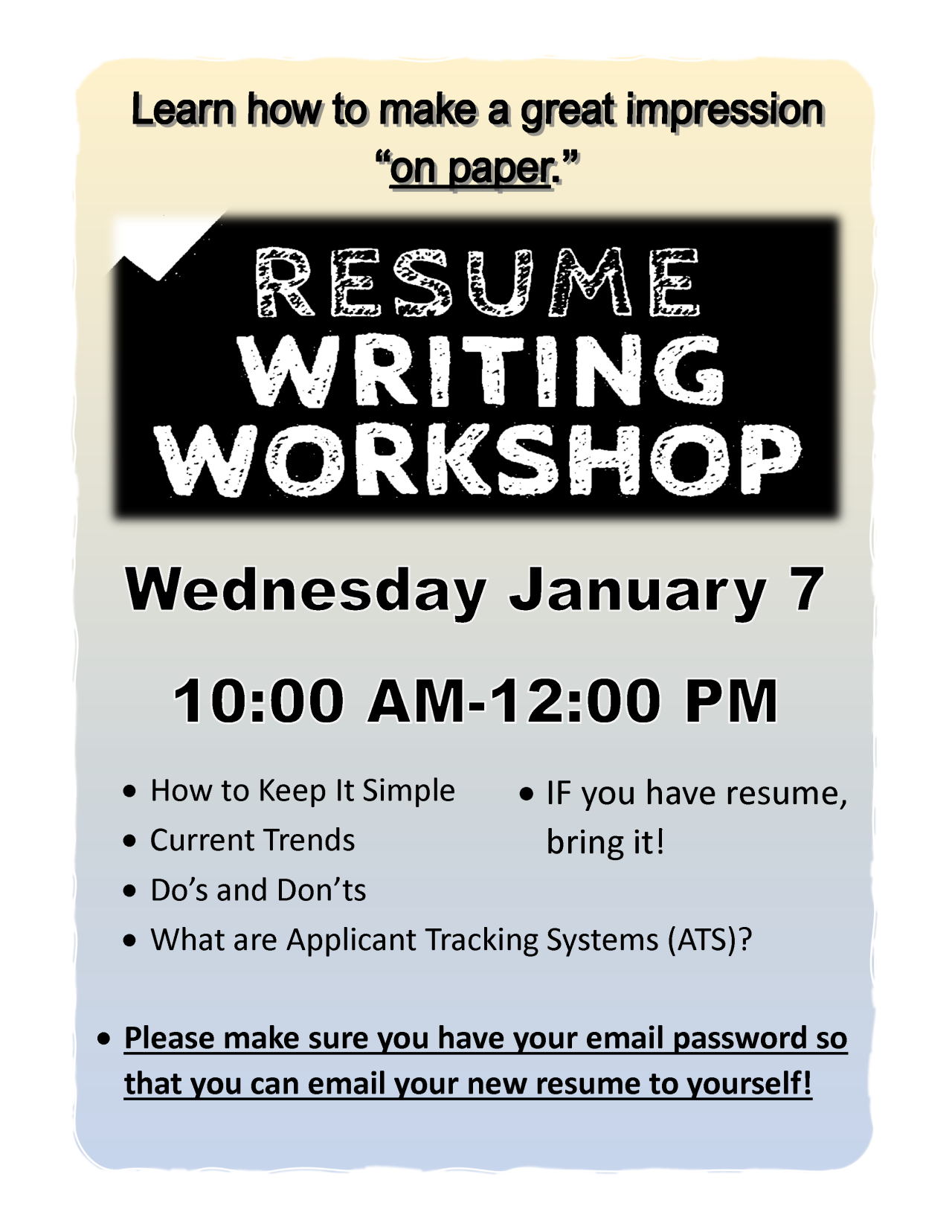 Resume Writing Workshop - Bartlesville